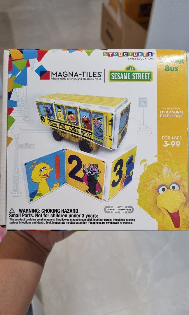 Sesame Street School Bus Magna-Tiles, Hobbies & Toys, Toys & Games on ...