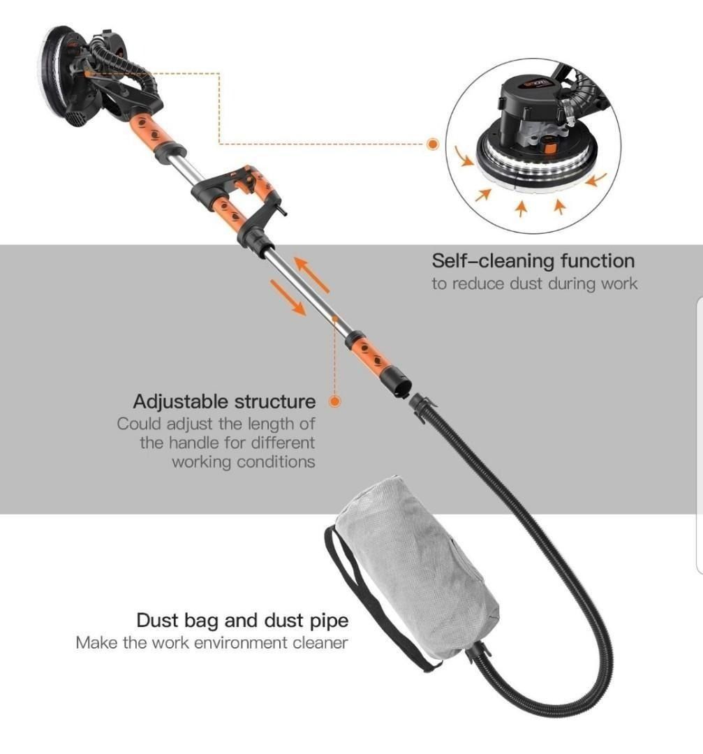 TACKLIFE Drywall Sander 6.7A(800W), Automatic Vacuum System Enable ...