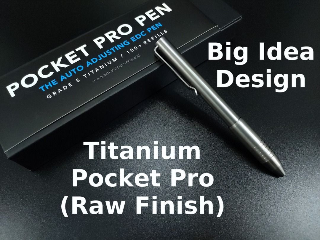 Ti Pocket Pro : The Auto Adjusting EDC Pen (Raw Titanium), Hobbies ...