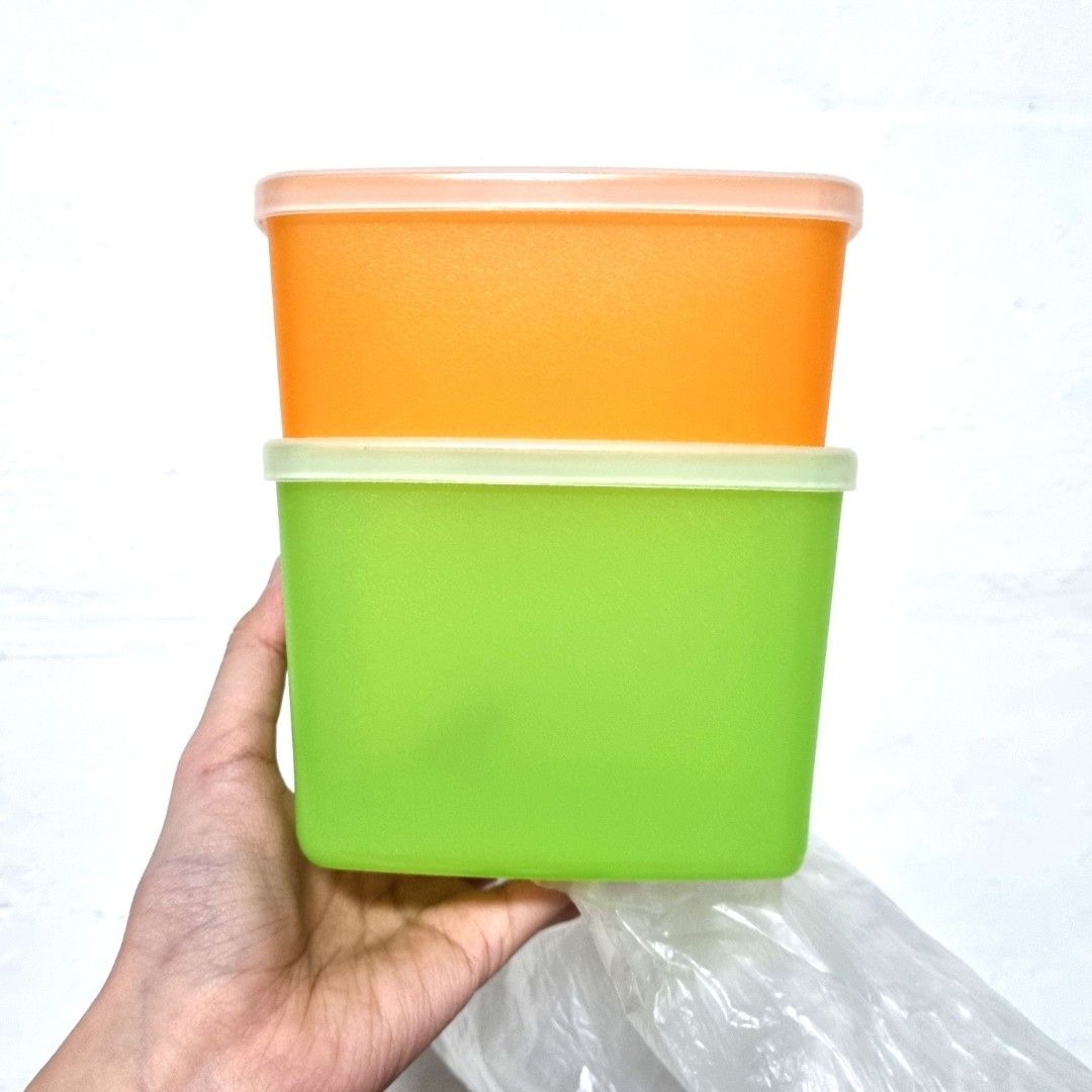 Tupperware 400 ml and 800 ml Square Round Container Box Set of 2 ...