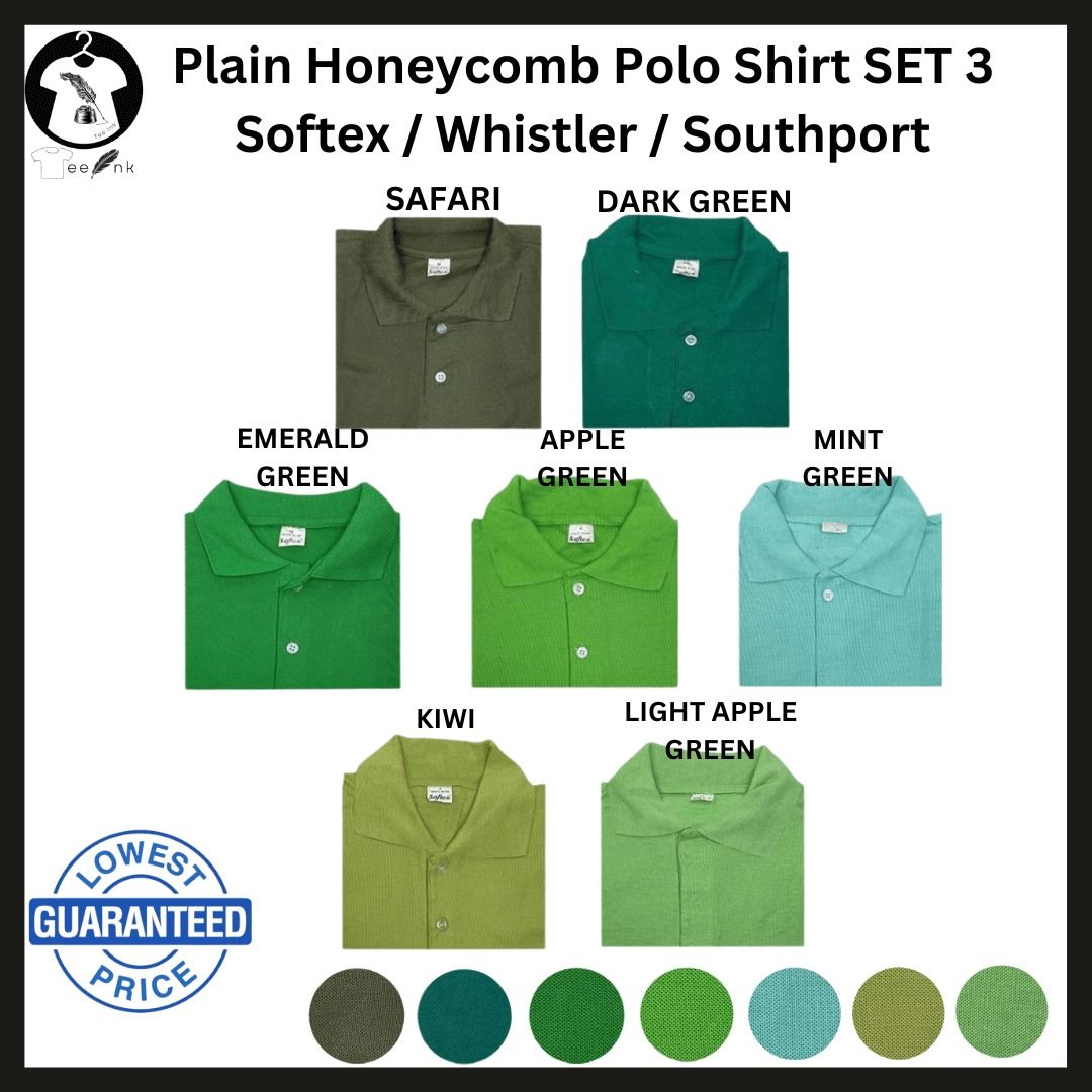 Unisex Plain Polo Shirt | Honeycomb | Shades of Green on Carousell