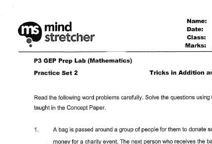 GEP P1 P2 P3 P5 P6 GEP Screening and selection test Prep English Math ...
