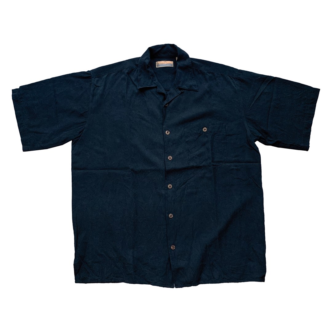 Vintage Bobby Chan Silk Patterned Black Polo Tee Shirt, Men's Fashion ...