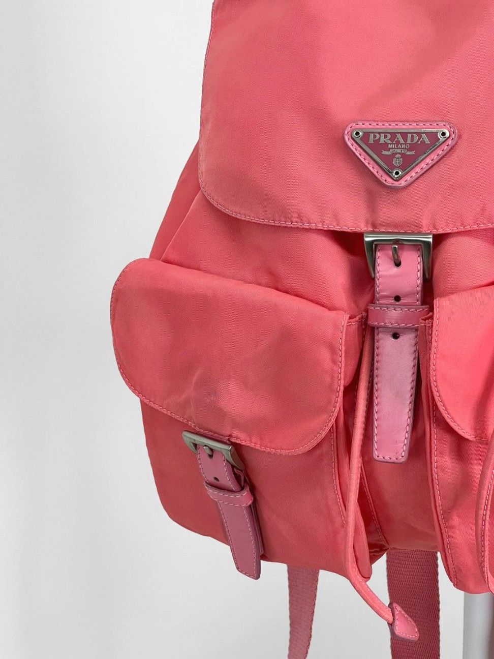 Vintage Prada Hot Pink Pocono Two Pocket Back Pack, Luxury, Bags & Wallets on Carousell