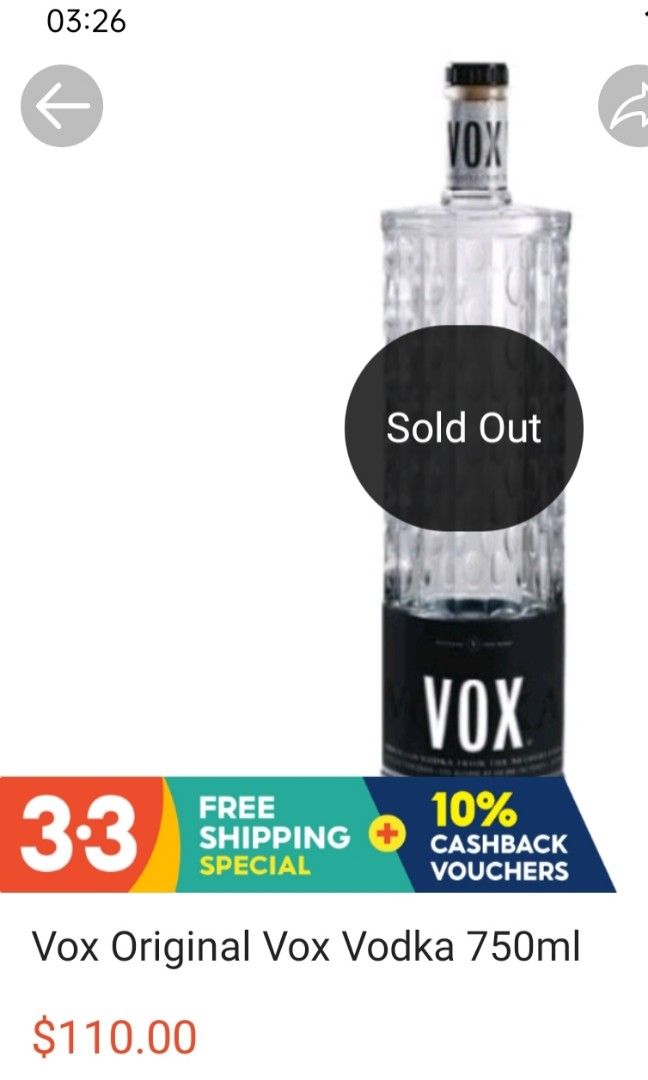 VOX VODKA 750ml, Food & Drinks, Alcoholic Beverages on Carousell