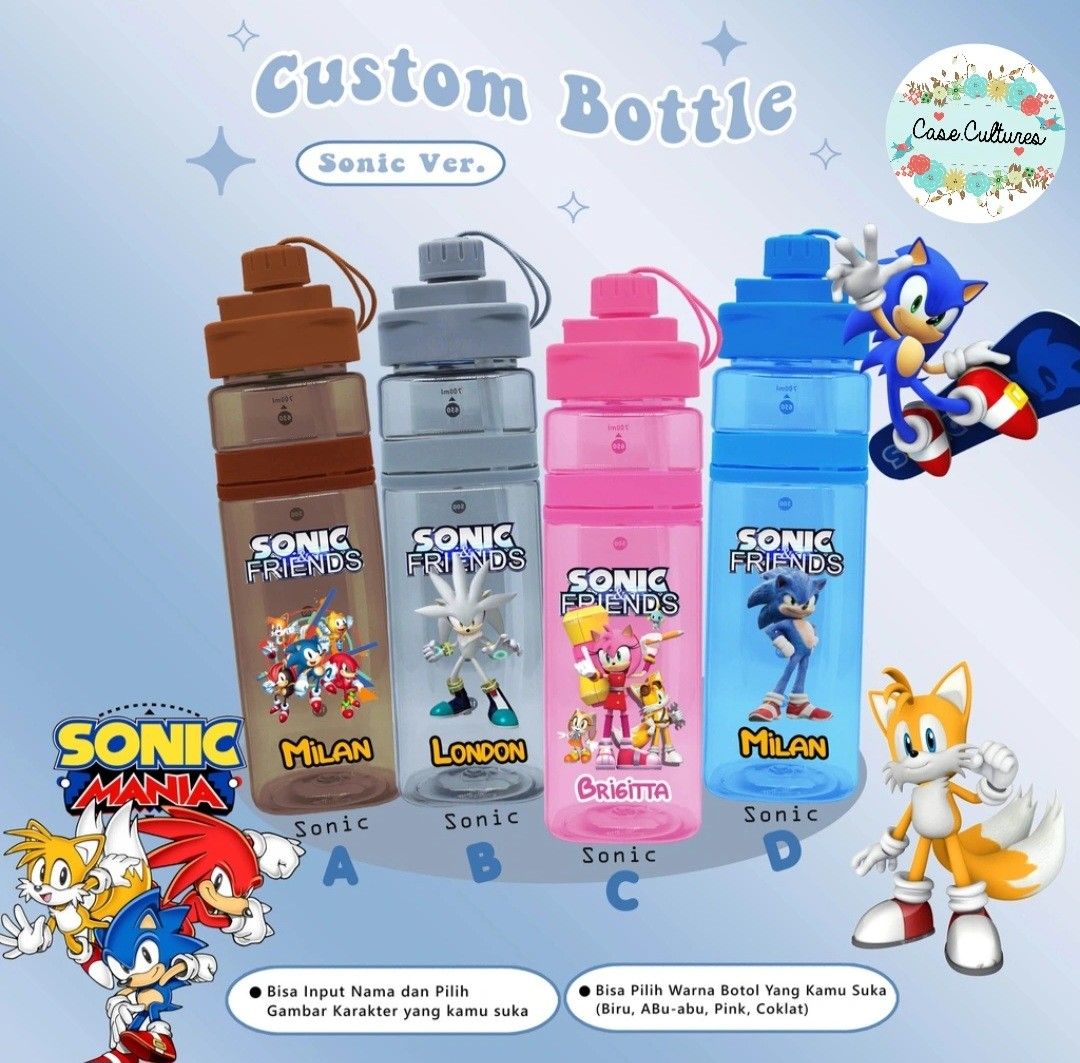 WATER BOTTLE SONIC CUSTOMIZED FOR KIDS, Furniture & Home Living ...