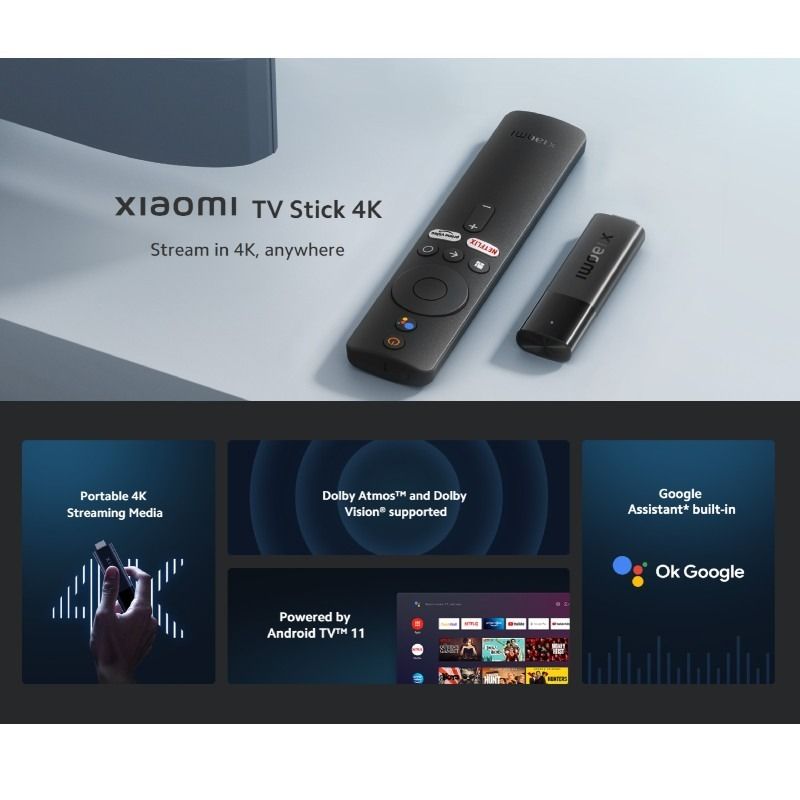 Xiaomi Mi TV Stick 4K UHD | Android TV 11 | 2GB RAM + 8GB Storage | 4K ...
