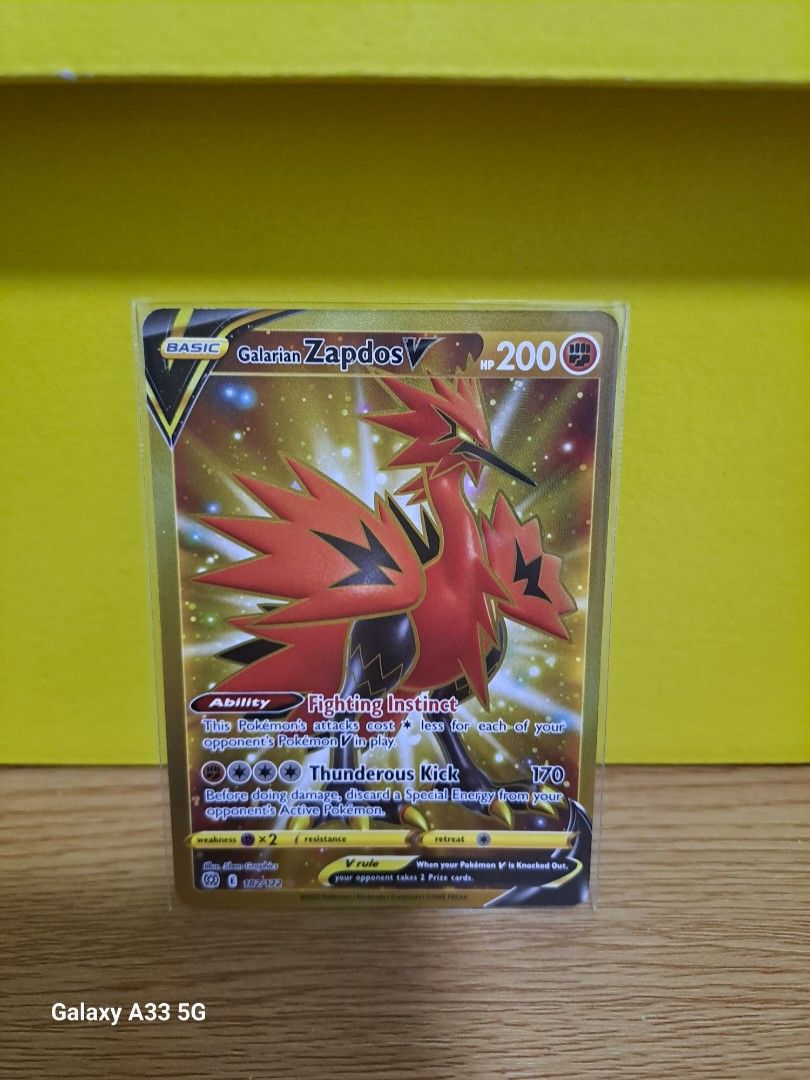 Zapdos Gold Secret Rare Pokemon Card Brilliant Stars, Hobbies & Toys ...