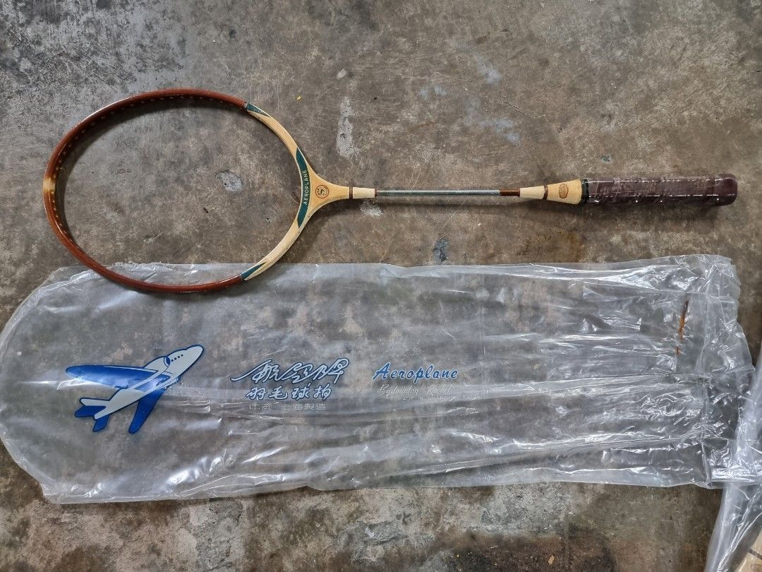 1970s Vintage NoS New Aeroplane Wooden Racket Raket Kayu Badminton Rare ...
