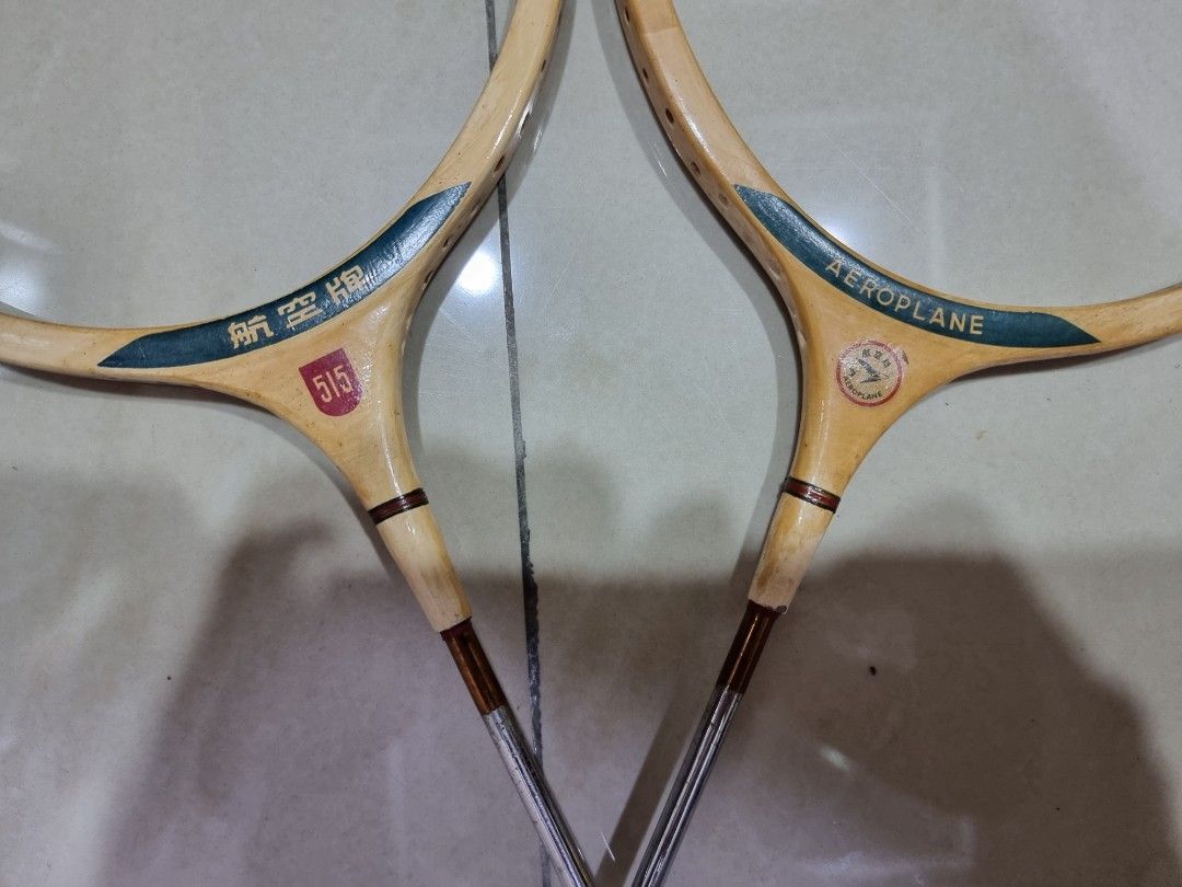 1970s Vintage NoS New Aeroplane Wooden Racket Raket Kayu Badminton Rare ...