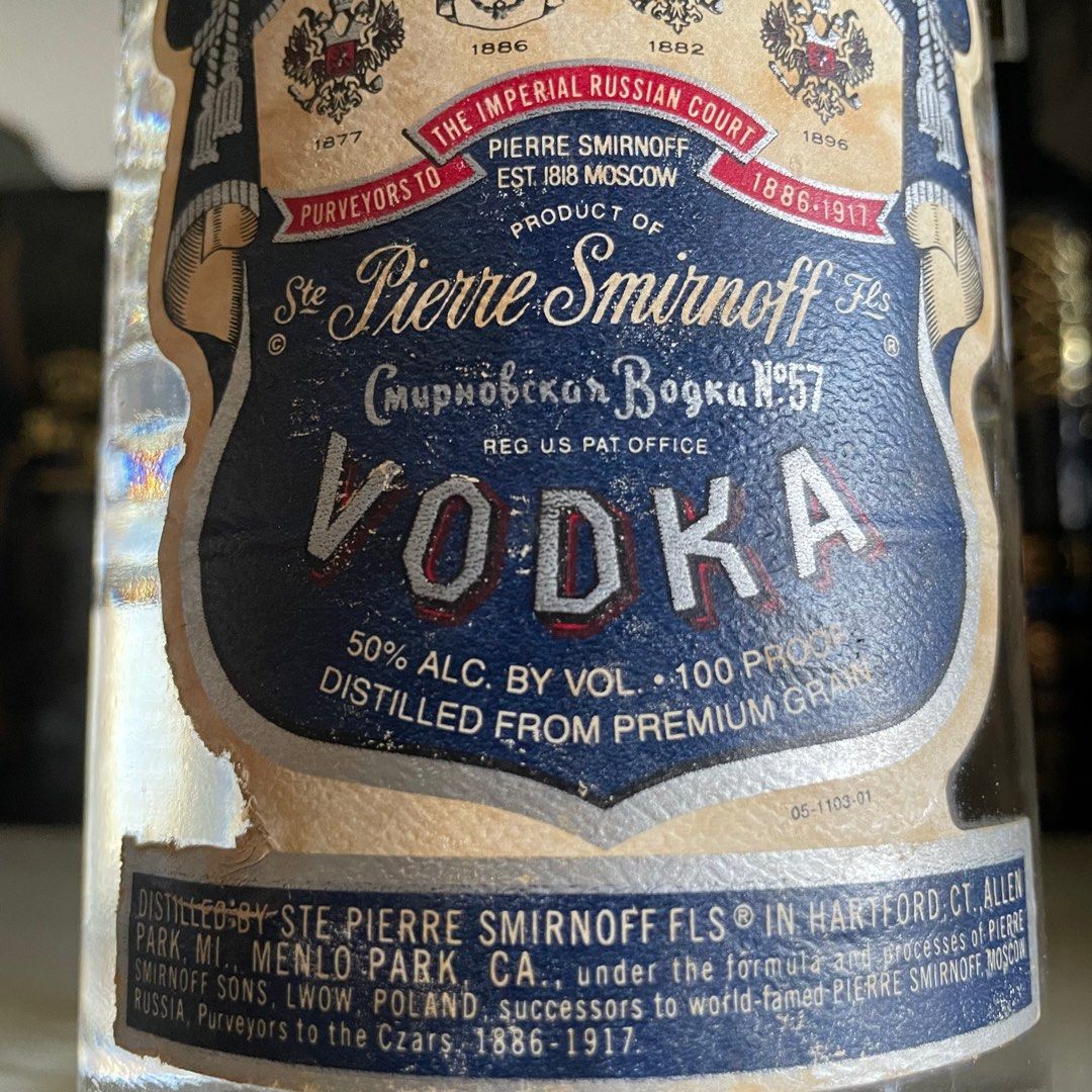 1.13L Smirnoff Vodka 1980s Blue Vintage 50% ABV 1000ml, Food & Drinks ...