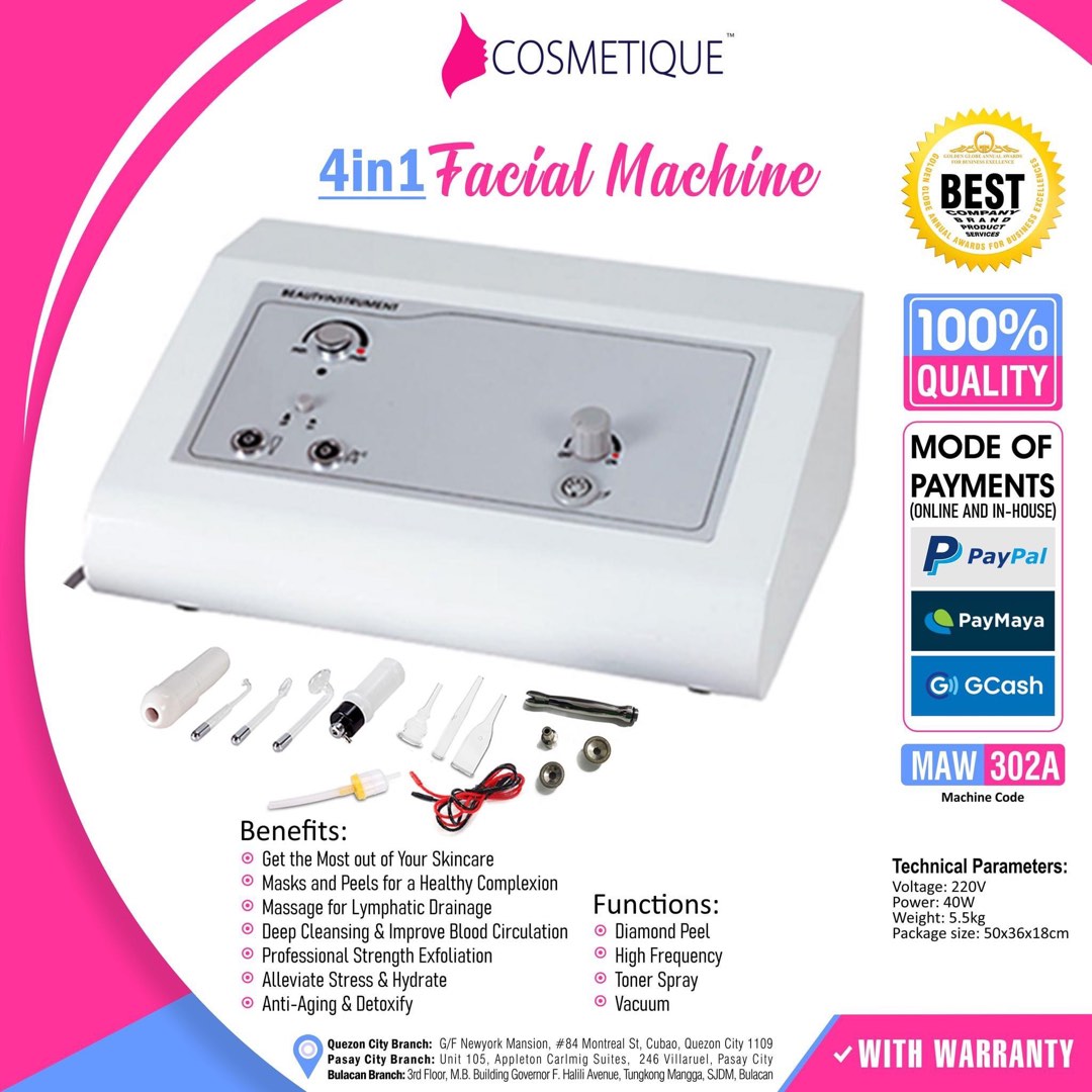 4 in 1 Facial Machine Diamond Peel High Frequency, Beauty & Personal ...
