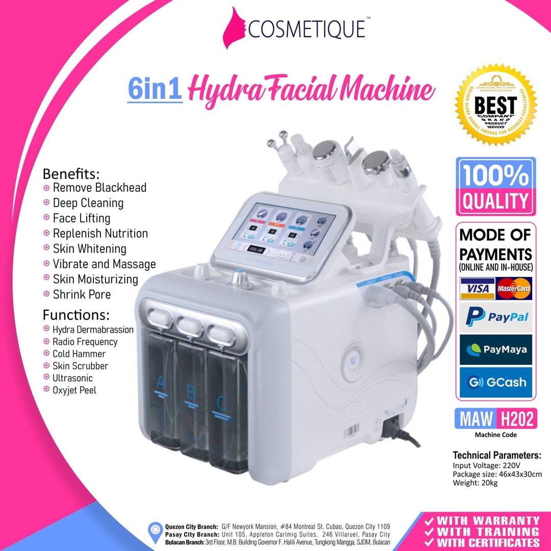 6 in 1 Hydra Facial Machine Cold Hammer Bio Skin Lifting Facial Machine ...