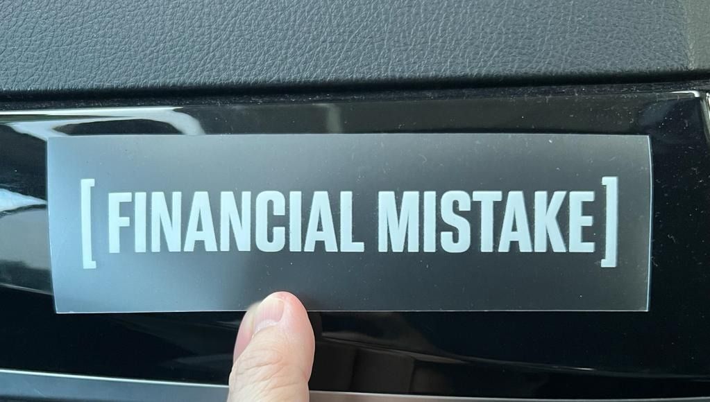 [ FINANCIAL MISTAKE ] . Removable Static Cling Car Decals . 170 x 50 mm ...