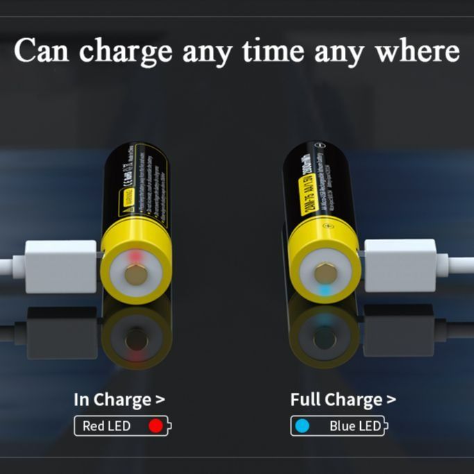 AA/AAA Battery | Rechargeable Lithium Li Ion Battery Cell with Micro ...