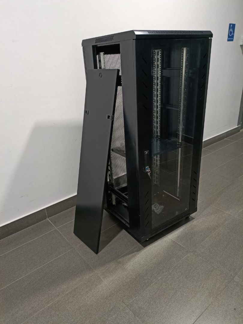 Assembled 27U rack for CCTV recorder/ data storage/network/patch panel ...