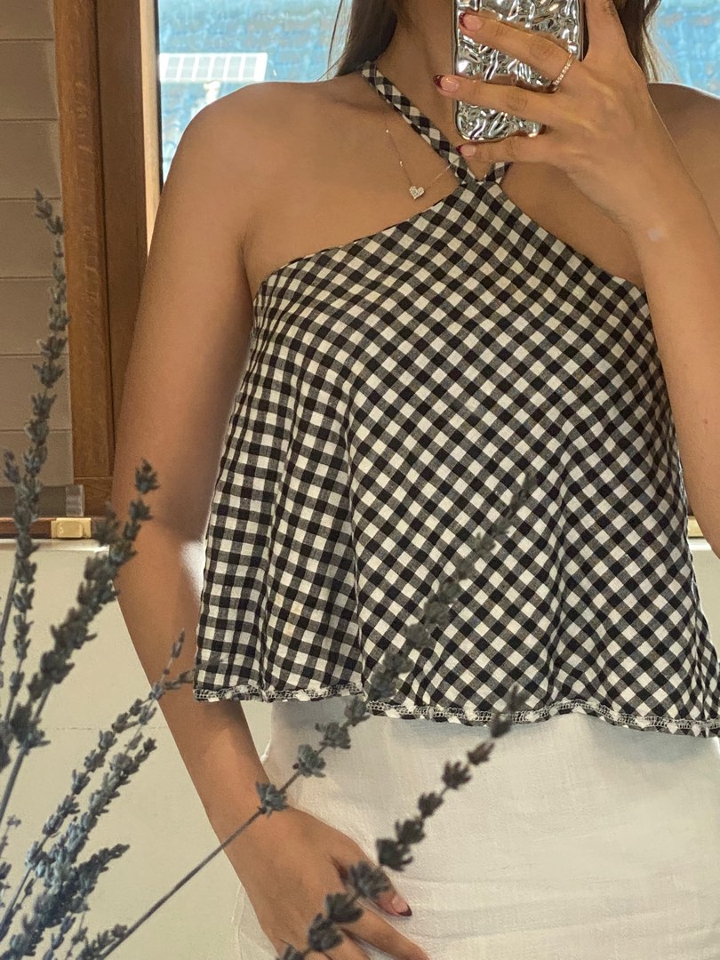 Black and white checkered top, Women's Fashion, Tops, Sleeveless on ...