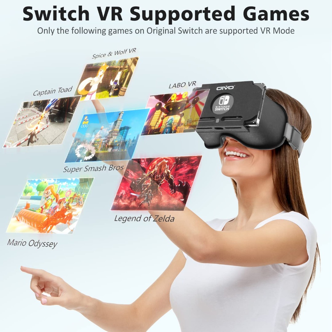 [C1574] Nintendo Switch & OLED, Upgraded with Adjustable HD Lenses, Virtual Reality Glasses for ...