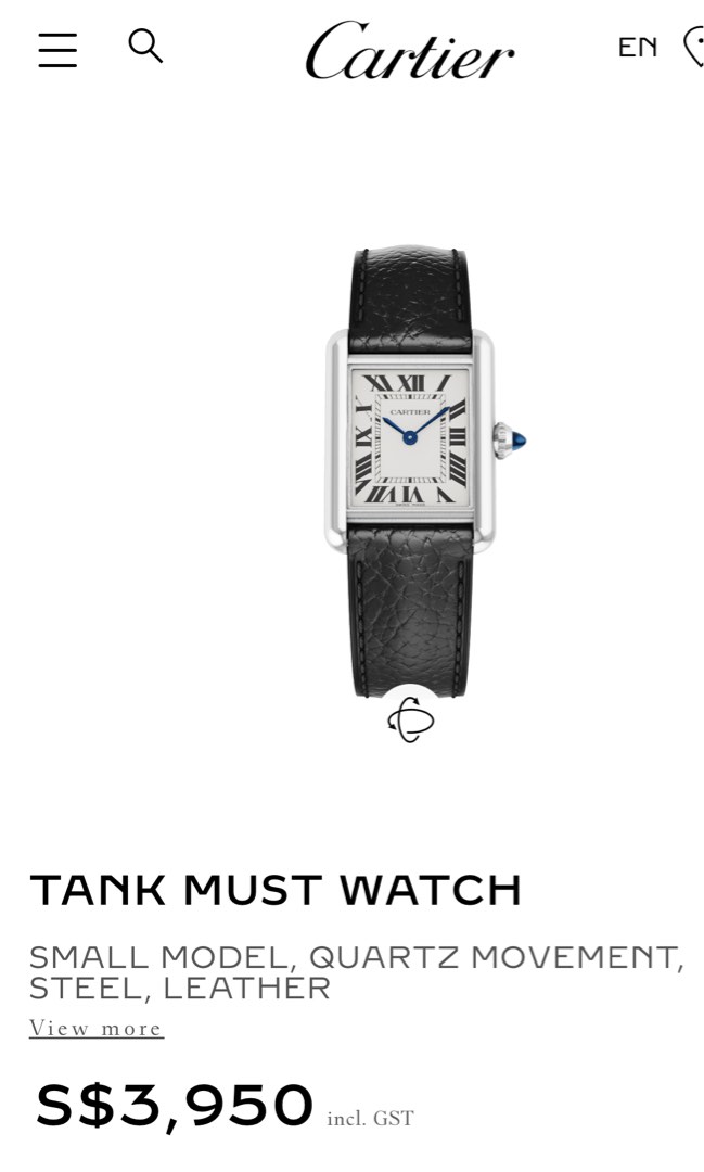 Cartier Tank Must Small Leather Steel Quartz, Luxury, Watches on Carousell