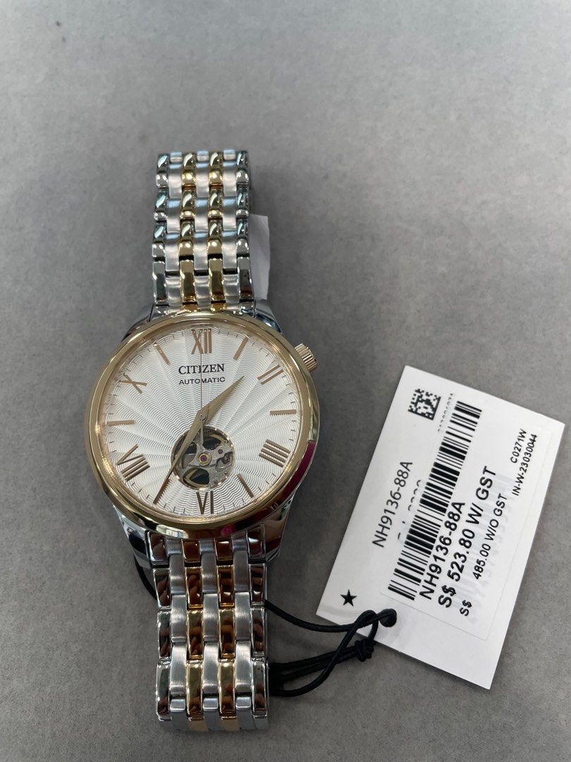 Citizen Automatic Open Heart Sapphire RoseGold White NH9136-88A S$523. ...