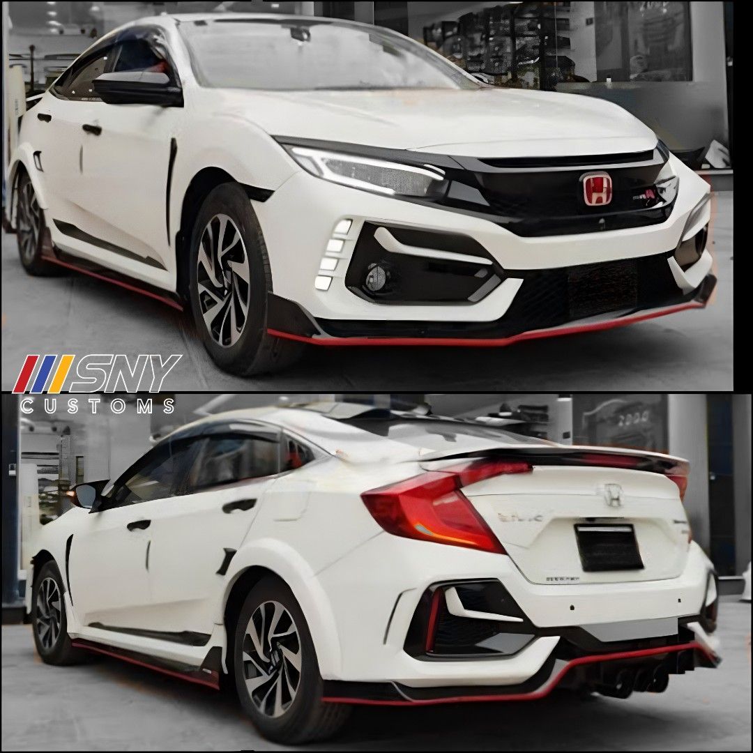 Civic Type R v2 Bumper chin drl led body kit skirts, Car Parts ...
