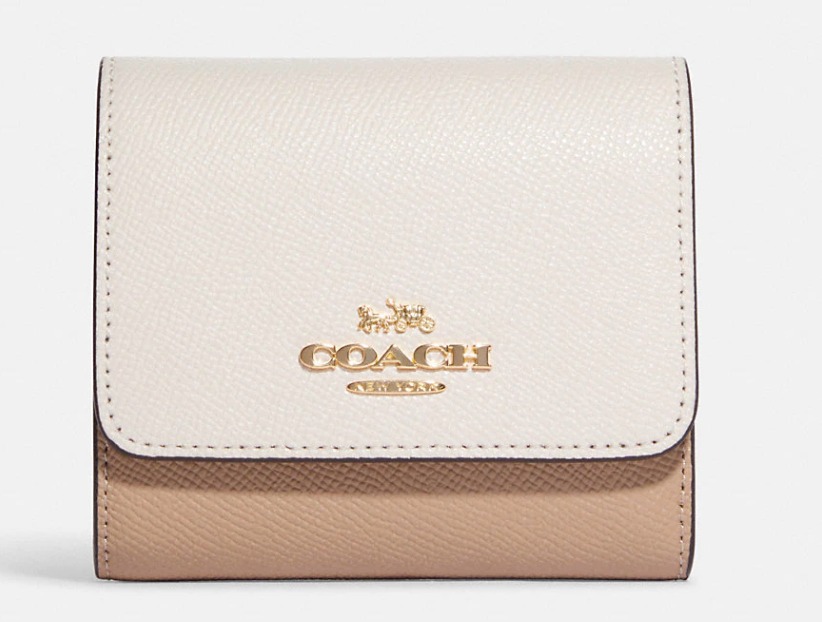 Coach Small Trifold Wallet In Colorblock_Silver/Chalk/Powder Pink Multi ...