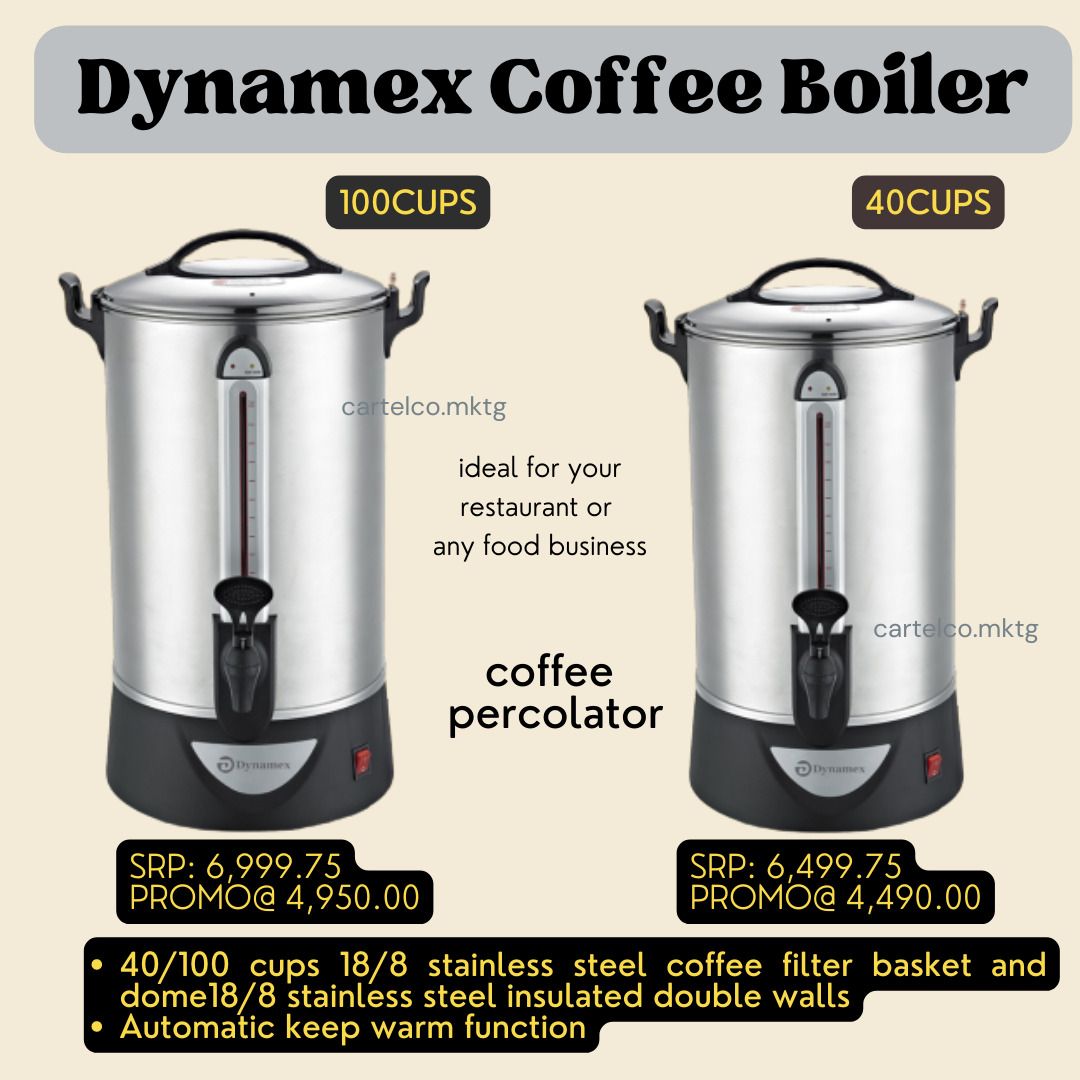 Coffee boiler, coffee percolator 40cups, 100cups for restaurant use ...