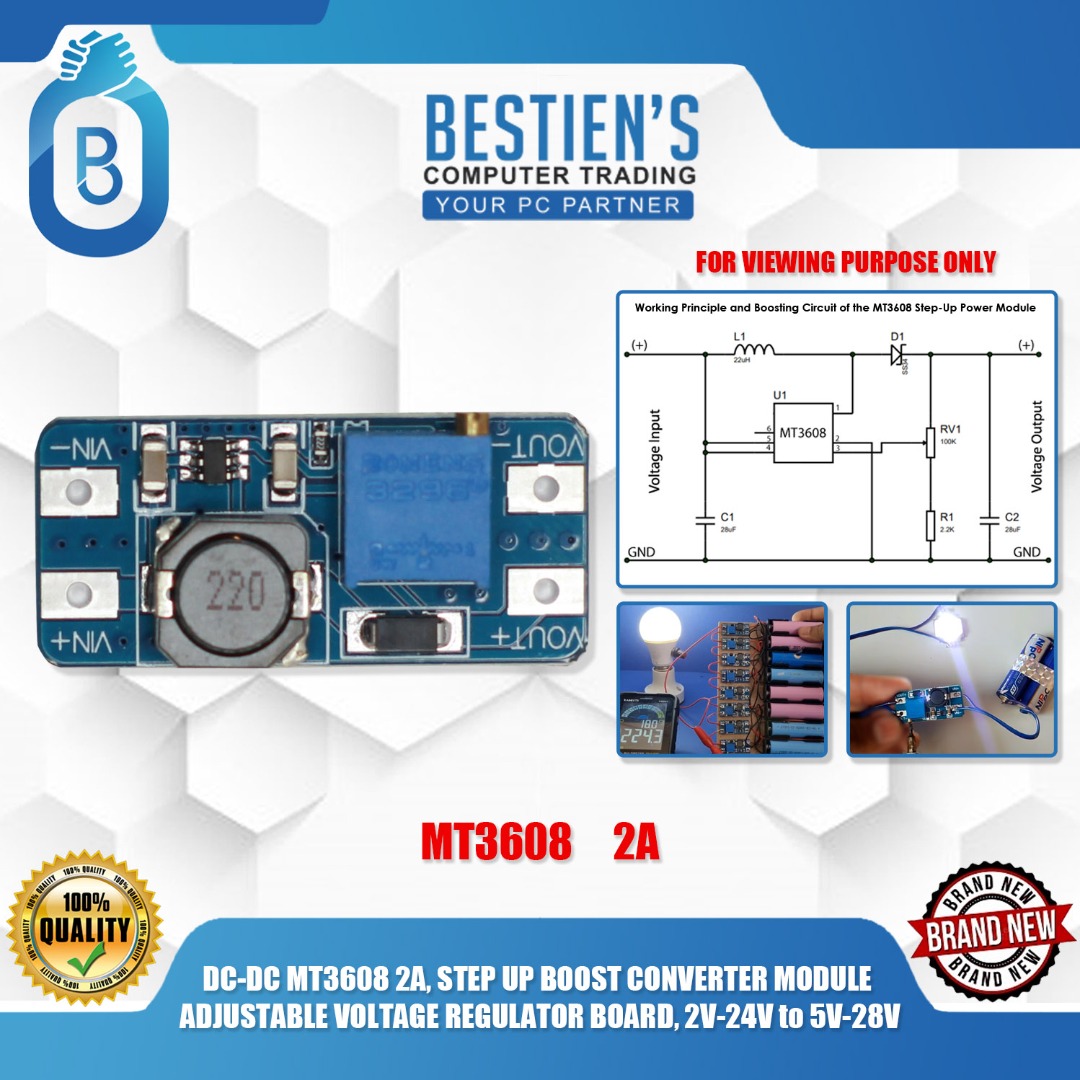 DC-DC MT3608 2A, STEP UP BOOST CONVERTER MODULE ADJUSTABLE VOLTAGE ...
