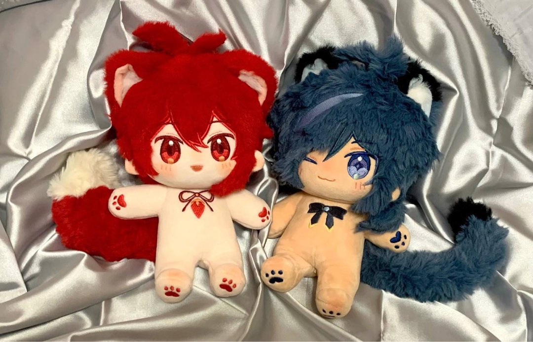 Diluc Kaeya Cat with tail dolls Genshin impact, Hobbies & Toys ...