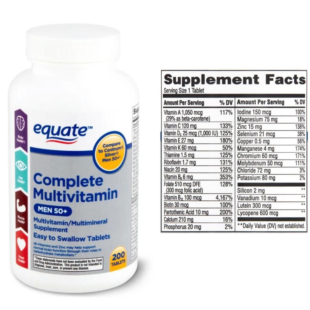 Equate Complete Multivitamin Men 50+, Makanan & Minuman, Makanan Instan ...