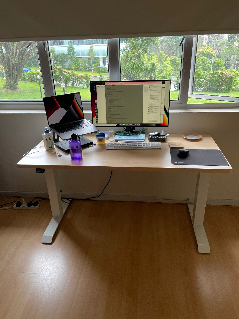 EverDesk+ Standing Desk White Lite Frame with White Oak Top Classic ...