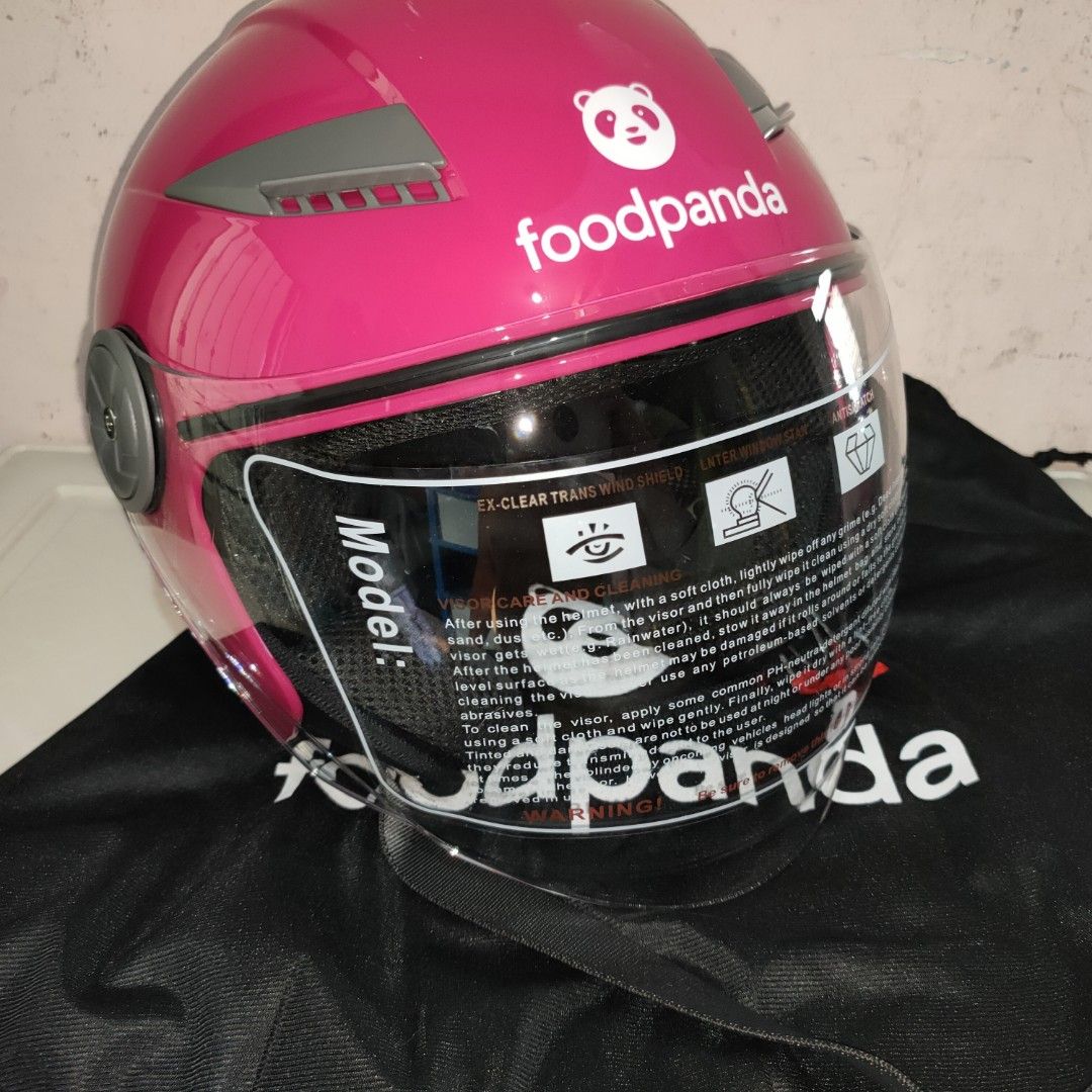 Foodpanda Helmet Size L, Motorcycles, Motorcycle Apparel on Carousell
