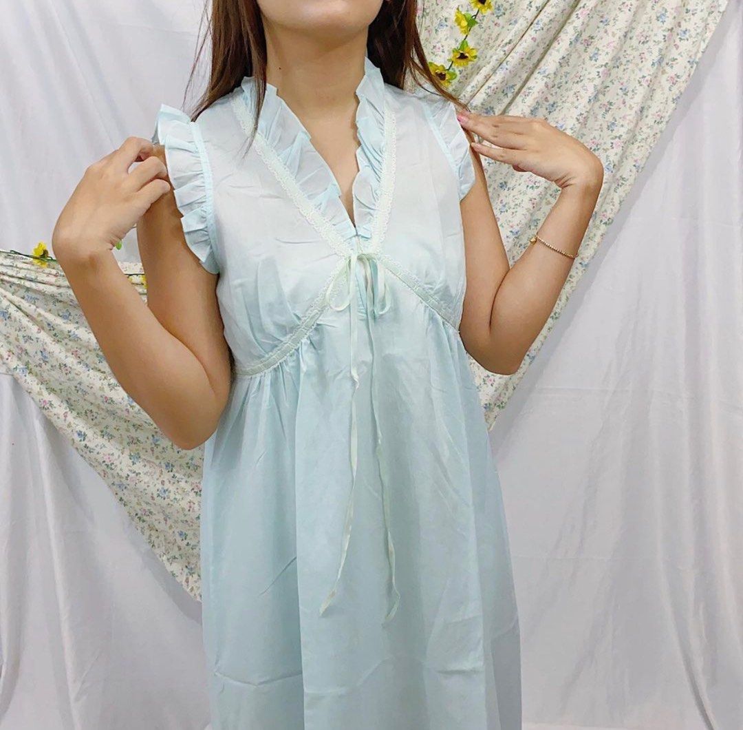 Gaun Tidur Katun Sleeping Gown Princess Bridgerton, Fesyen Wanita ...