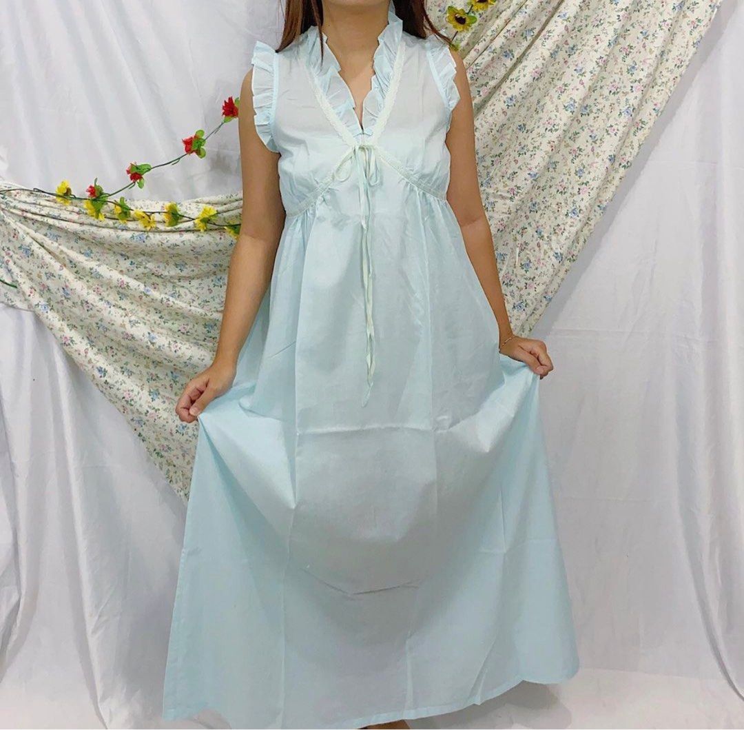 Gaun Tidur Katun Sleeping Gown Princess Bridgerton, Fesyen Wanita ...