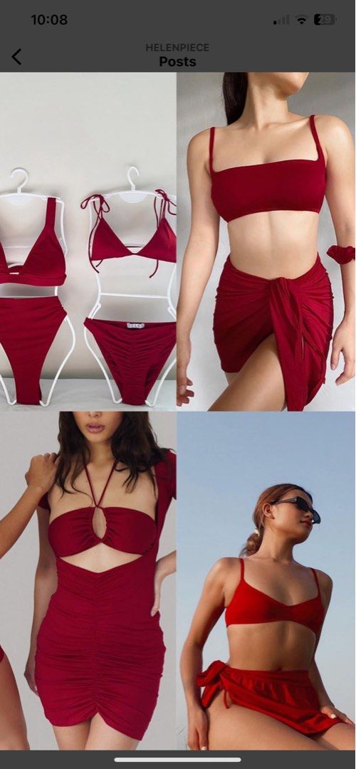 helen piece ruby red bikini set on Carousell