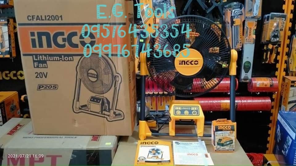 INGCO 20V Li-Ion Cordless Fan / Corded Electric Fan (CFALI2001 ...