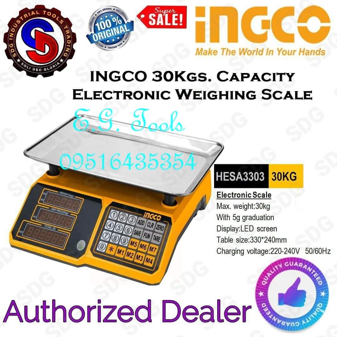 INGCO Electronic Table Top Weighing Scale 30kgs. Capacity (HESA3303) on ...