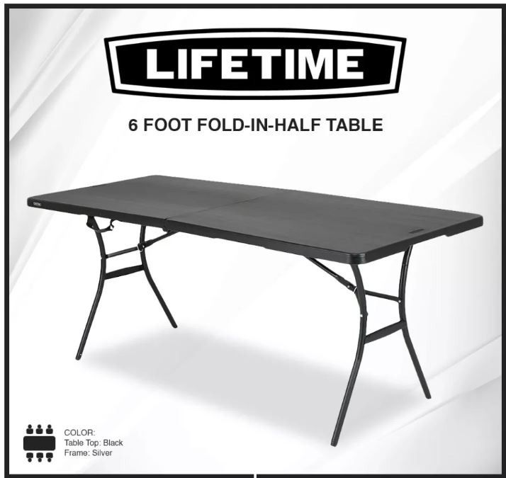 Lifetime 6 FT Fold in Half Table - Black, Furniture & Home Living ... Lifetime 6 FT Fold in Half Table - Black, Furniture & Home Living ...