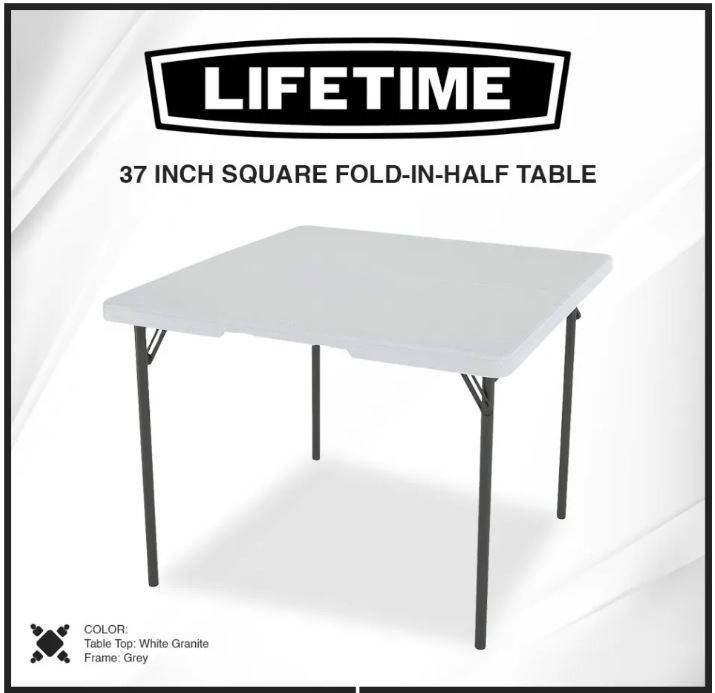 Lifetime Square Fold-In-Half Table 37 x 37 - White on Carousell
