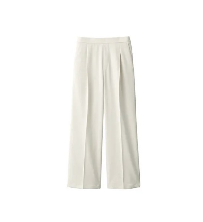Muji Recycled Polyester Wide Pants in Ivory on Carousell