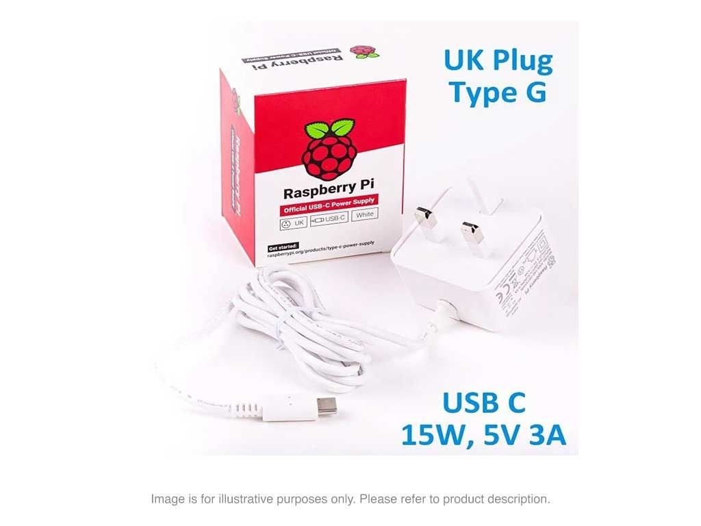 Official RPi 15W (5V/3A) PSU USB C UK Plug White, Computers & Tech, Parts & Accessories ...