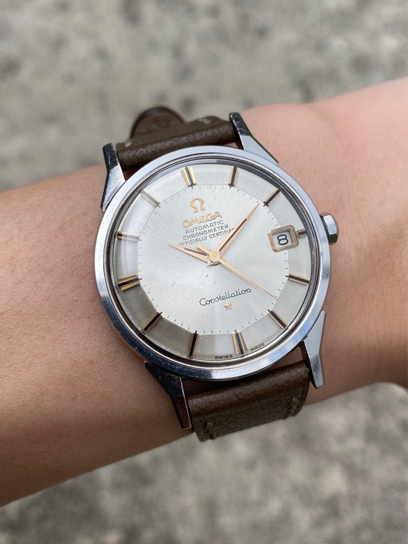 Omega Pie Pan Constellation Silver Sunburst And Gold Hands - Ref. 168.005 Dog Leg Lugs - Cal ...