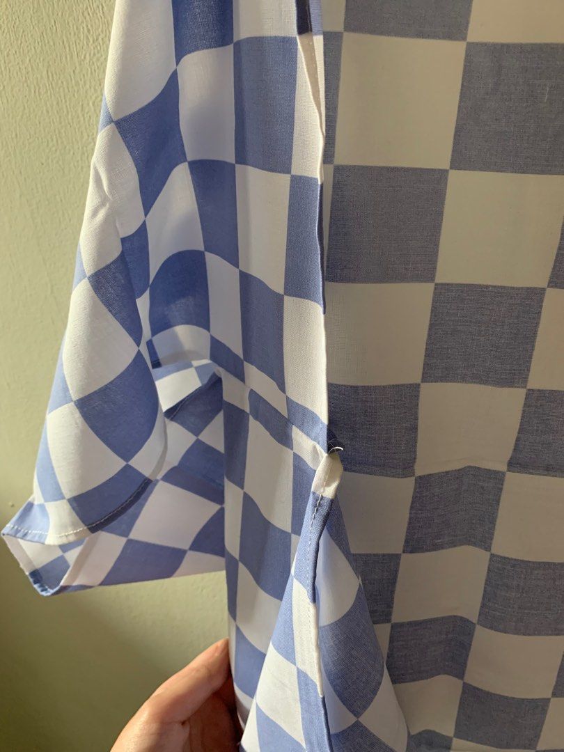 Outer Kain Checkerboard, Fesyen Wanita, Pakaian Wanita, Baju Luaran di ...