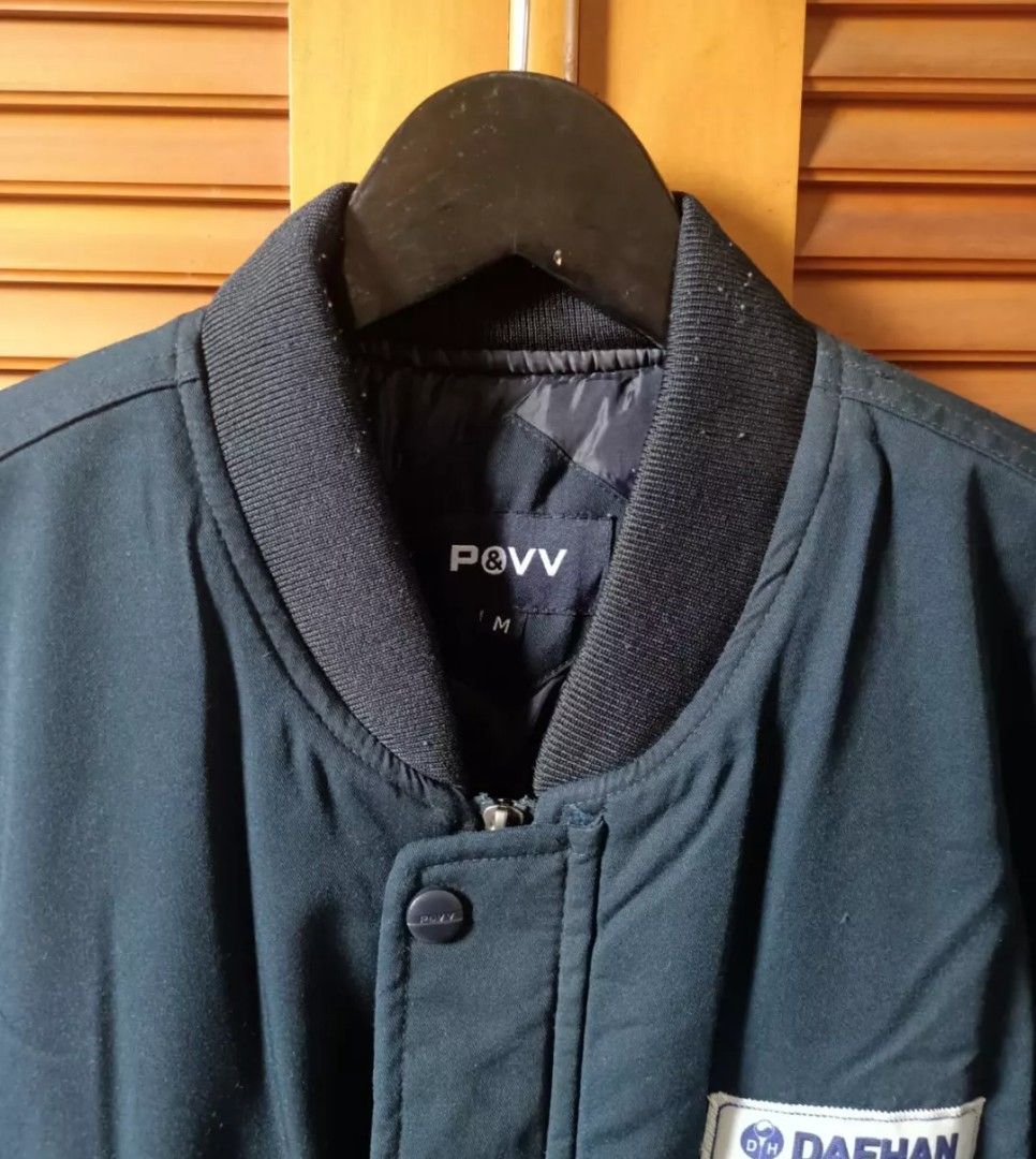 POVV vtg navy daehan industry bomber jacket, Fesyen Pria, Pakaian , Baju Luaran di Carousell