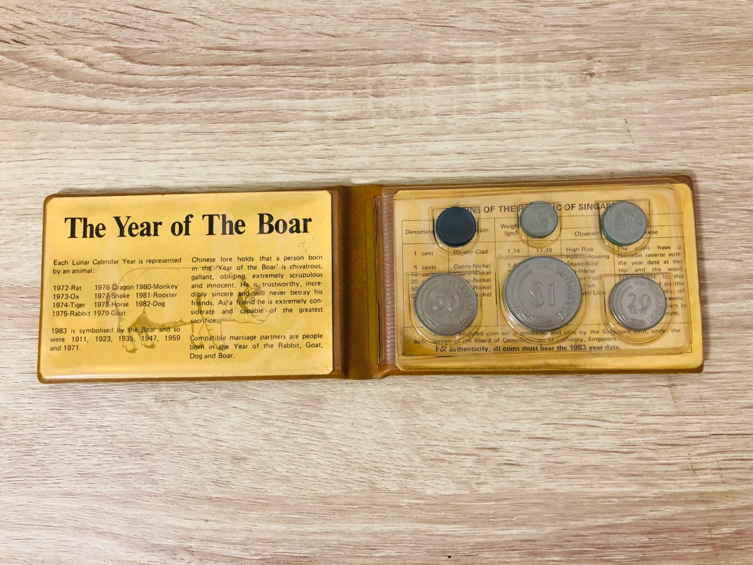 (Preloved) 1983 Coin Set of Singapore (UNC) 1 cent to 1 dollar set ...
