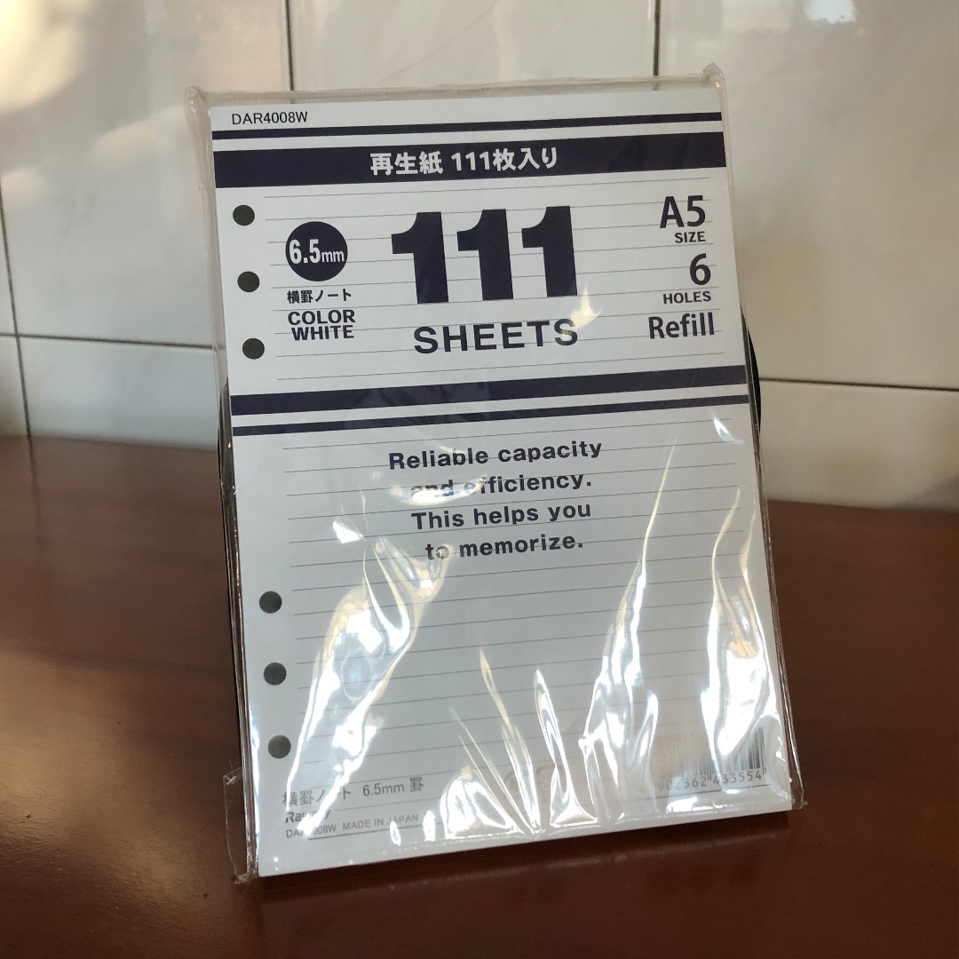 Raymay A5 111橫格內頁/白, 書籍、休閒與玩具, 文具、藝術、手工藝, 文具、上學用品在旋轉拍賣