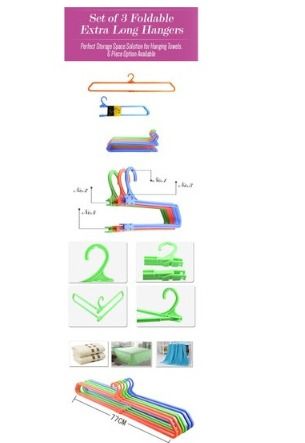 Set of 3 Foldable Extra Long Hangers: Perfect Storage Space Solution ...