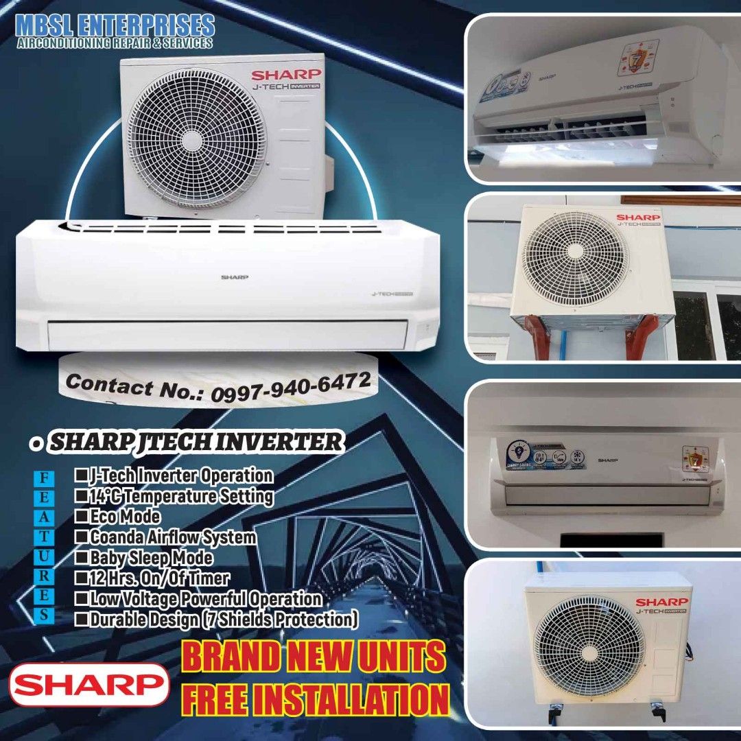 SHARP JTECH INVERTER SPLIT TYPE WITH FREE INSTALLATION, TV & Home ...