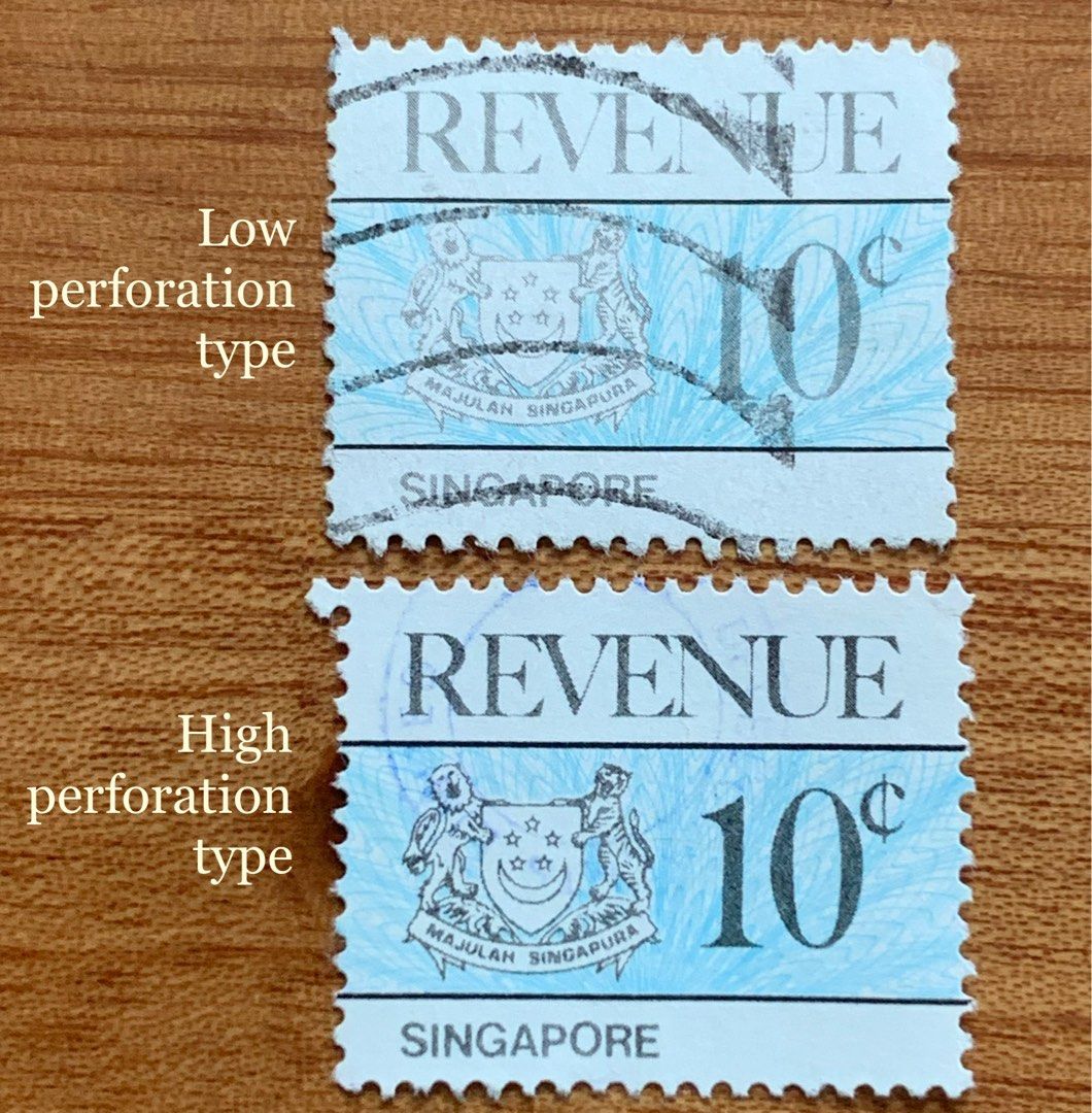 Singapore revenue stamps pair - Low and high perforation original ...