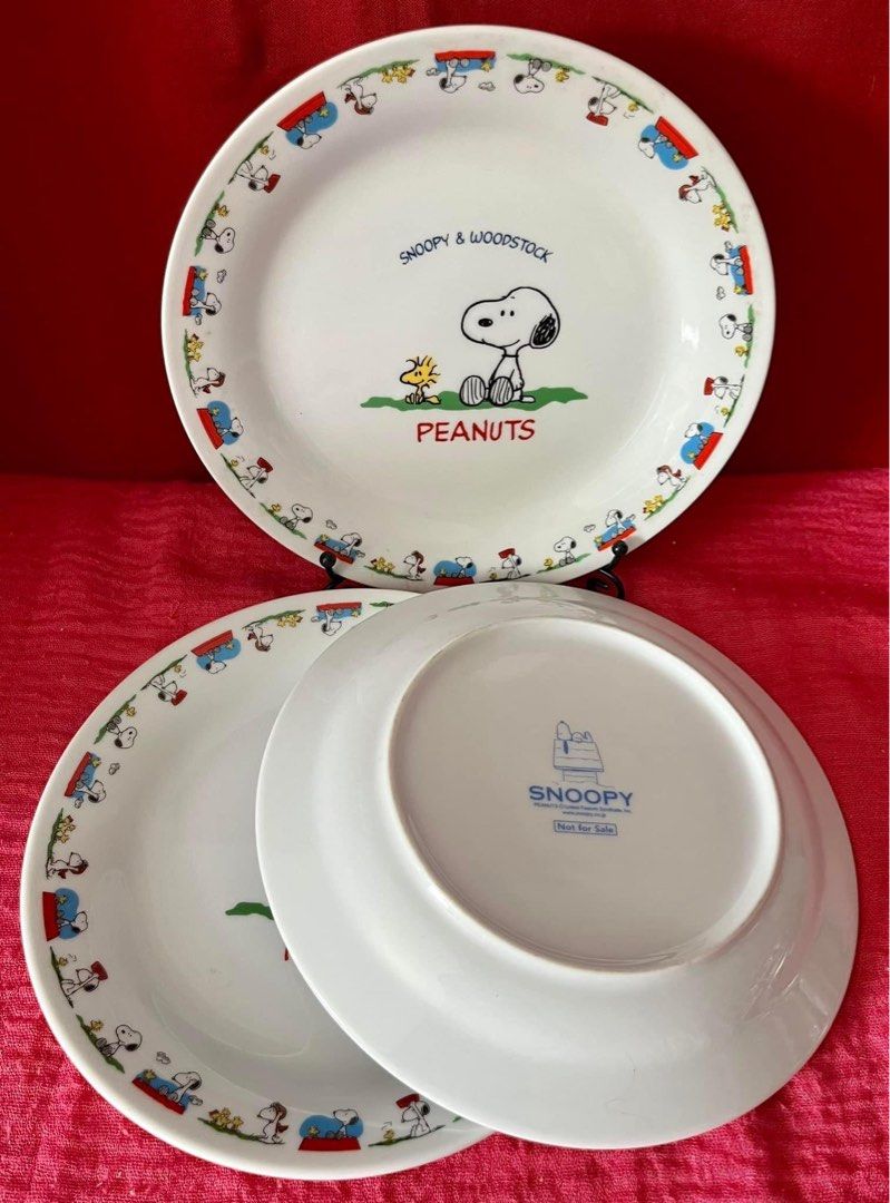 SNOOPY & WOODSTOCK Plates (3pcs) 7 1/2”) (3sets available), Furniture ...